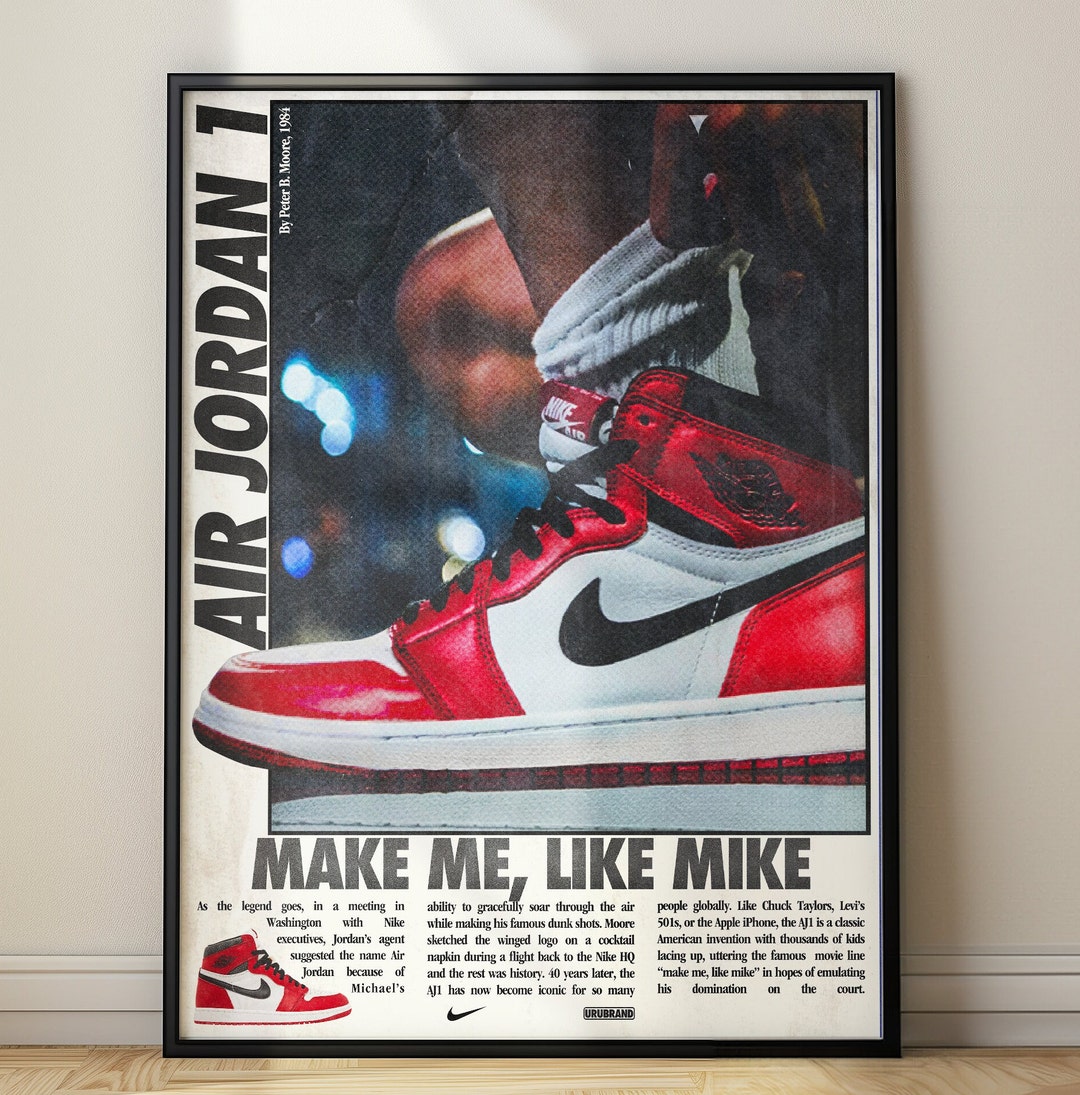 Air Jordan 1 Poster Print, White/black/sky Blue, Wall Art, Sneaker ...