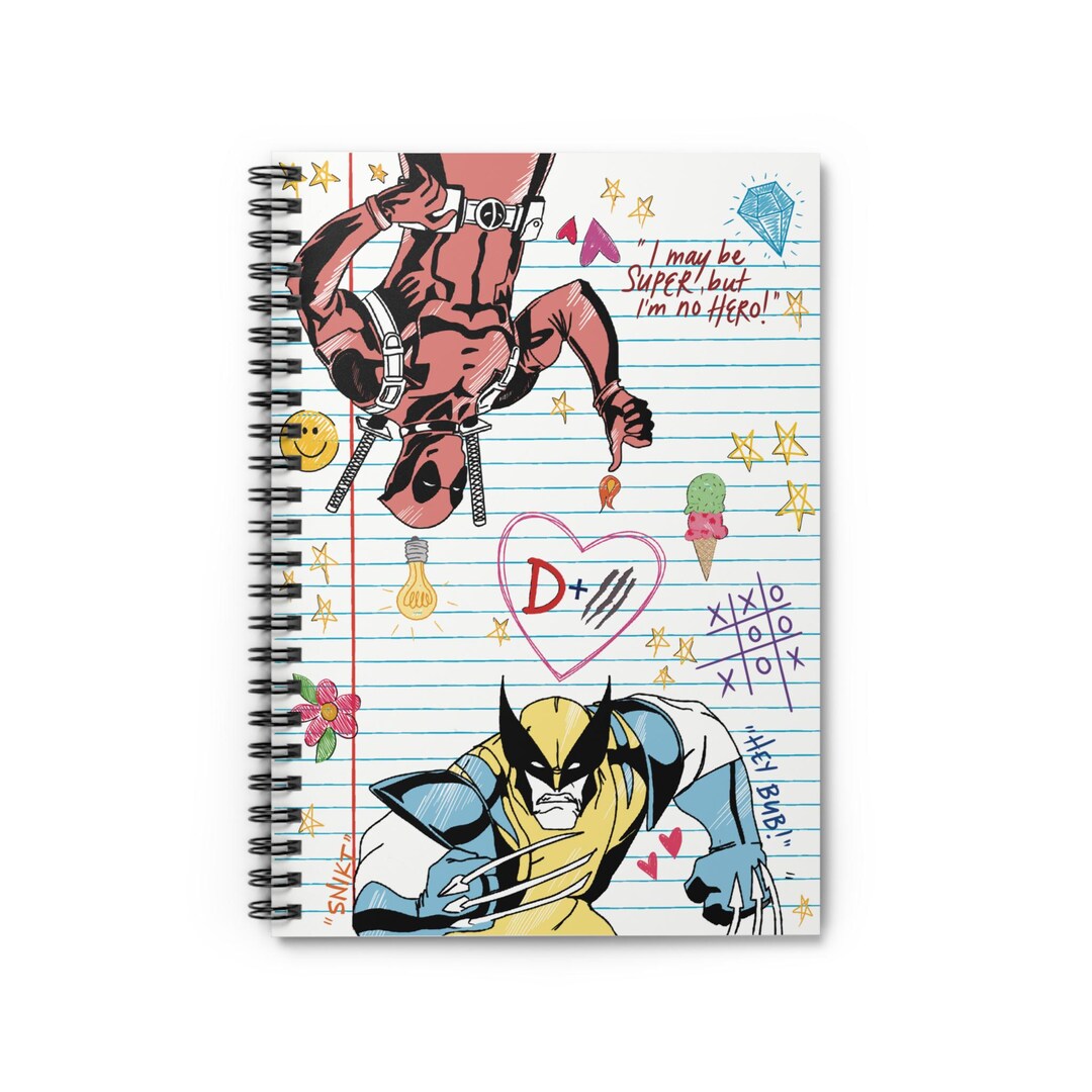 Wolverine and Deadpool, Superhero Spiral Notebook - Ruled Line, Back to ...