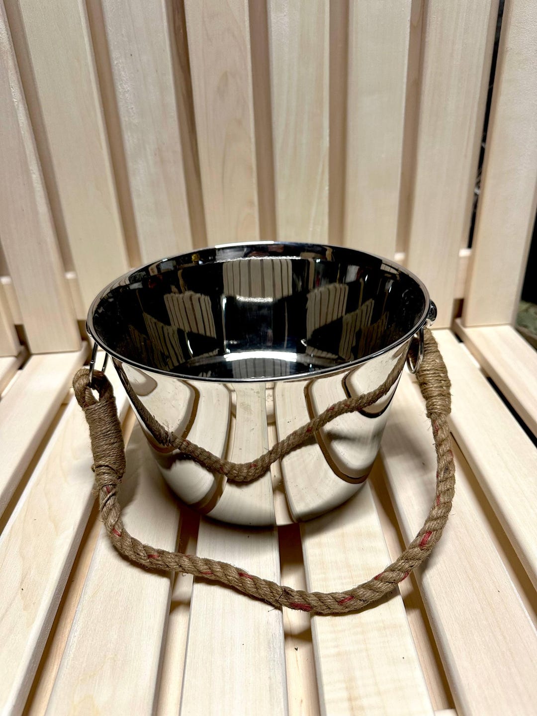 Stainless Steel Sauna Bucket With Rope Handle, Sauna Water Bucket ...