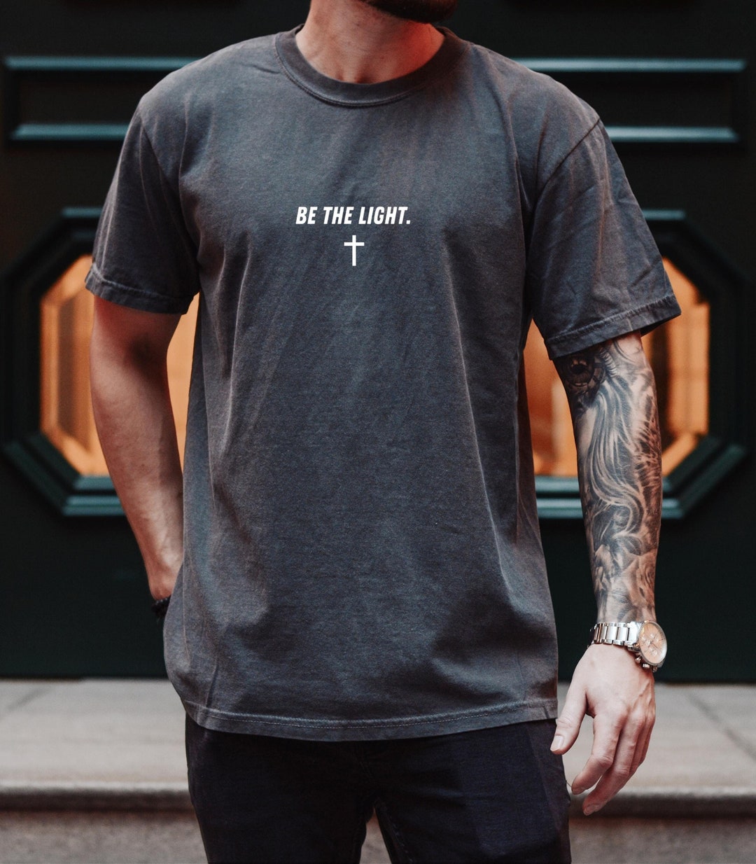 Be the Light Christian T-shirt for Men, Oversized Shirt, Religious Tee ...