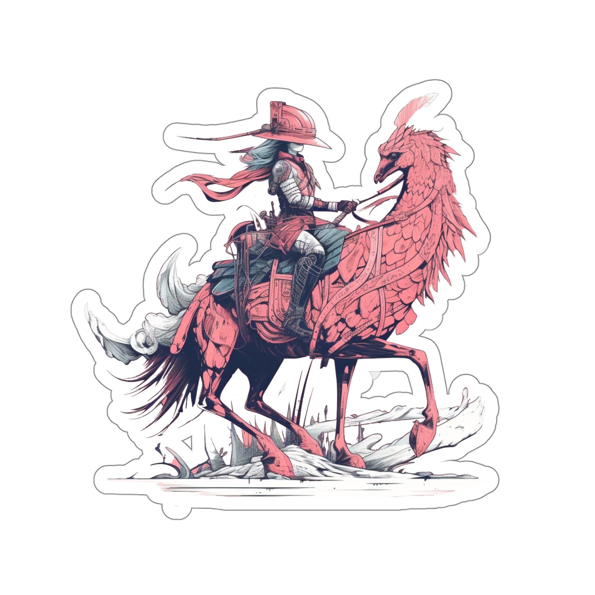 Flamingo Rider: Empowering Female Warrior on a Majestic - Etsy