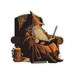 Enchanting Yellow Knight Reading Sticker: Whimsical Artwork for Book ...