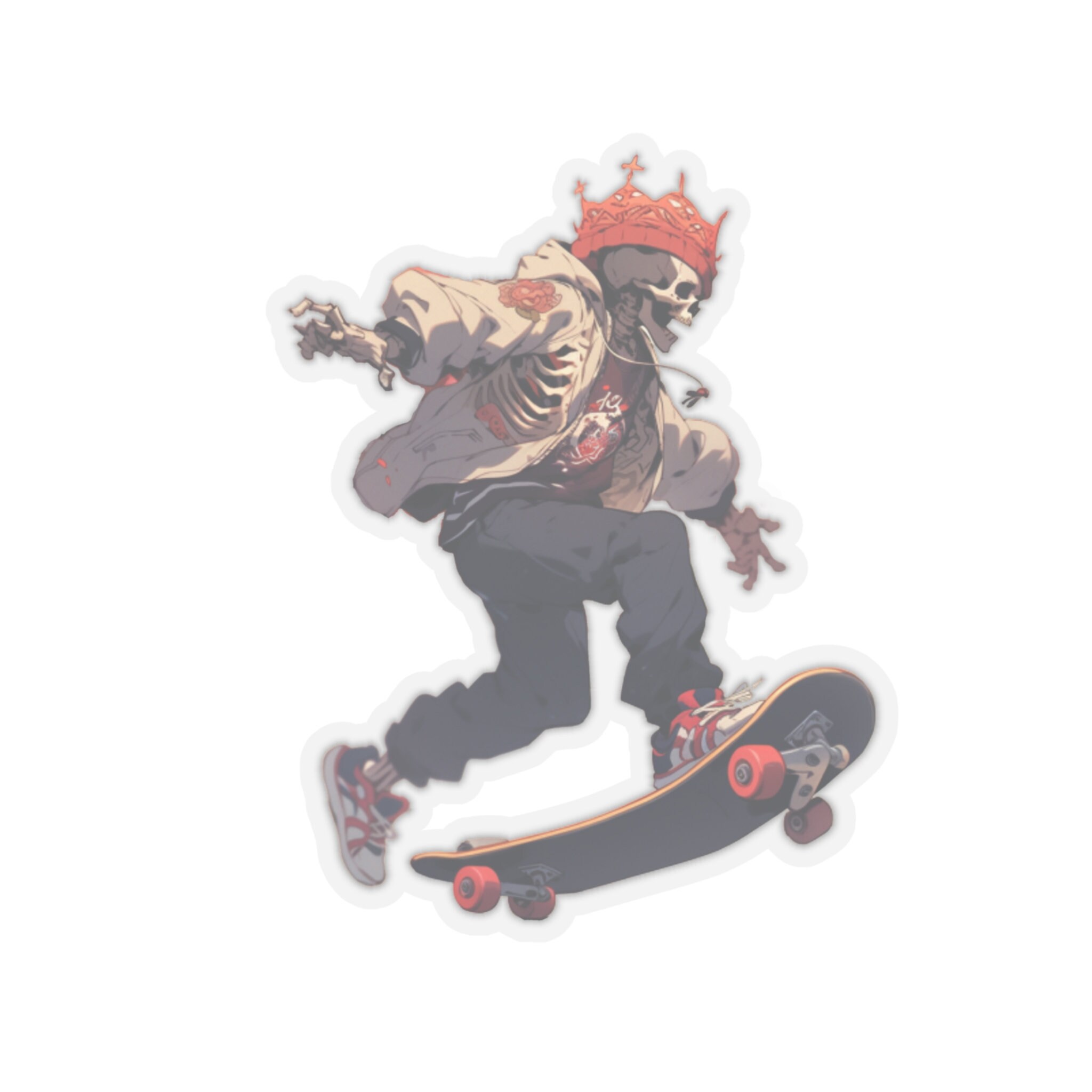 Skateboarding Skeleton King Sticker: Bone Shredder - Etsy