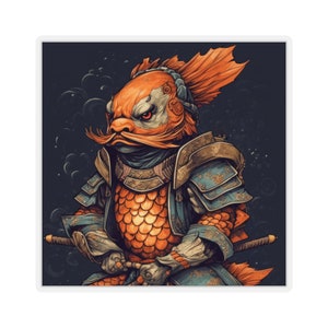 Samurai Serenity: Exquisite Koi Fish in Armor Sticker for Peace and ...