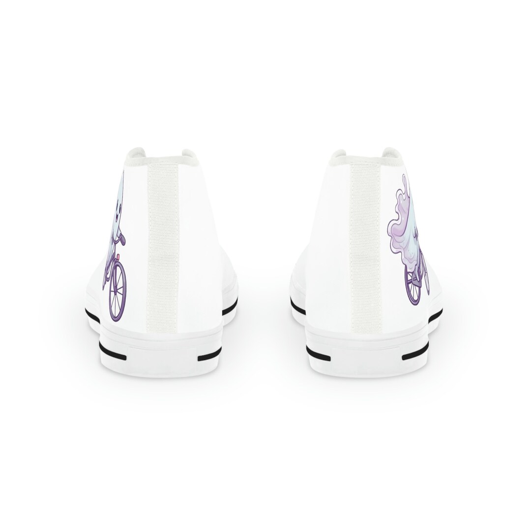 Happy Ghost Riding a Bike High Top Sneakers Spooky Cyclist, Phantom ...