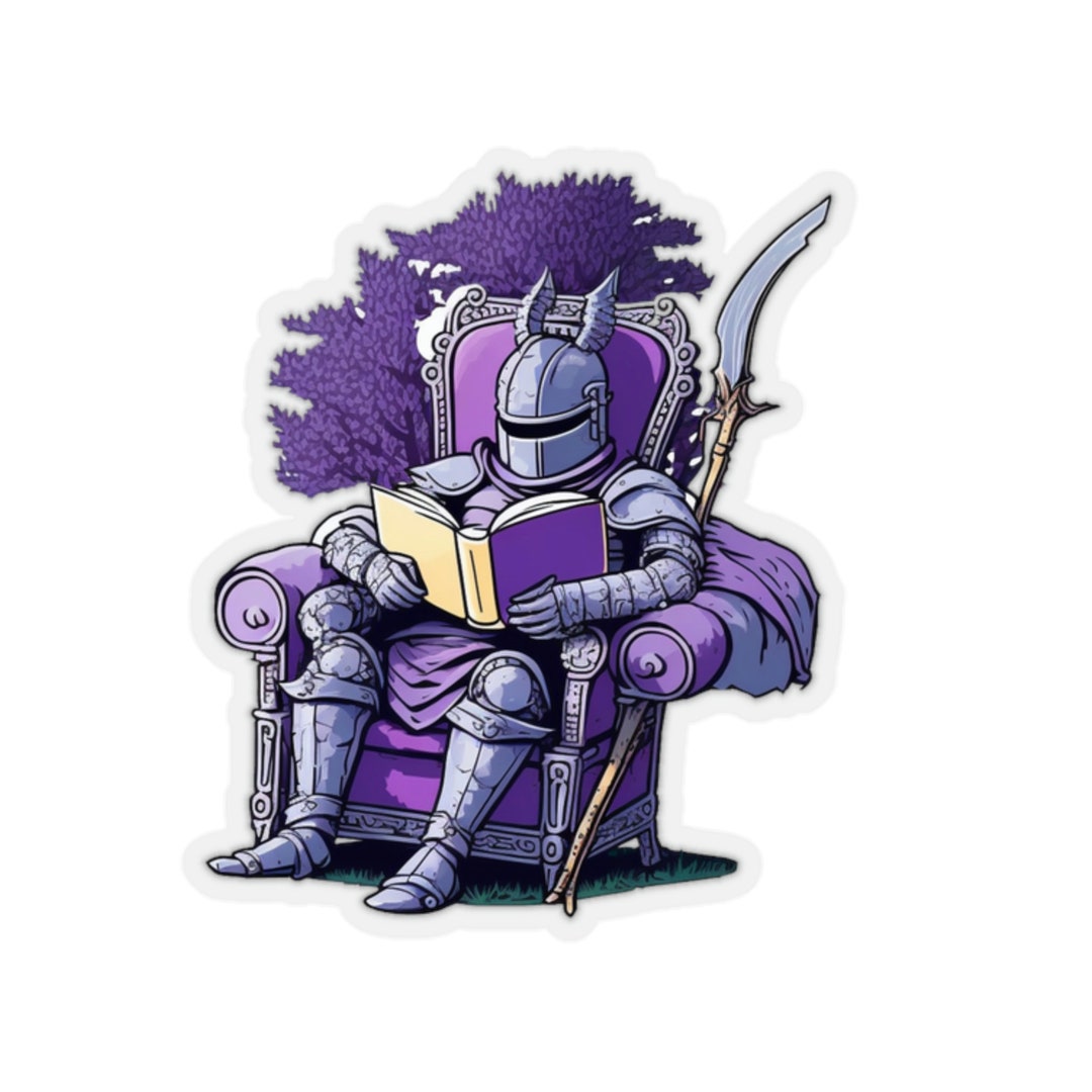 Purple Knight Reading in Armchair Sticker Add Whimsy and - Etsy