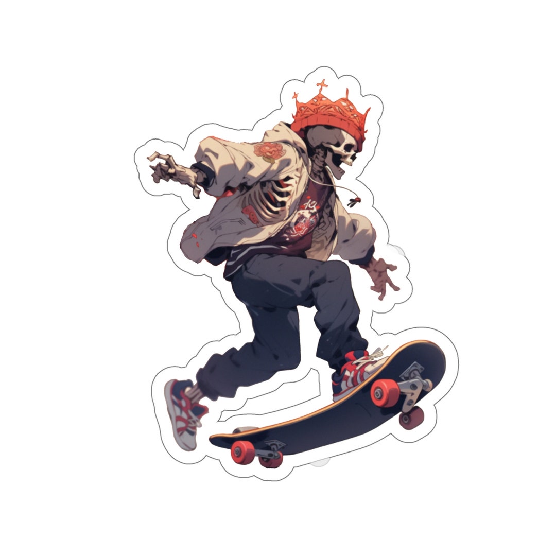 Skateboarding Skeleton King Sticker: Bone Shredder - Etsy