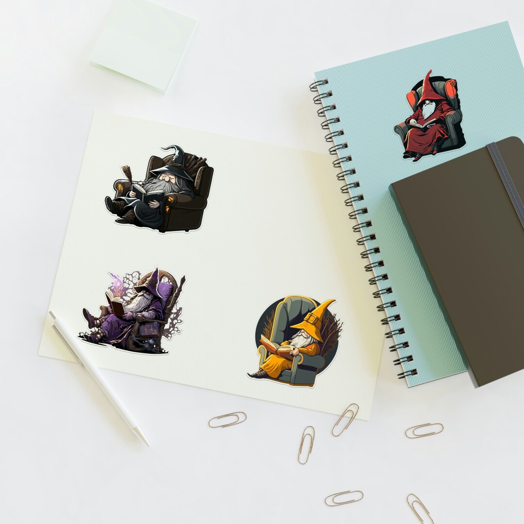 Wizard Reading Sticker Sheets Sage of the Armchair Literary - Etsy