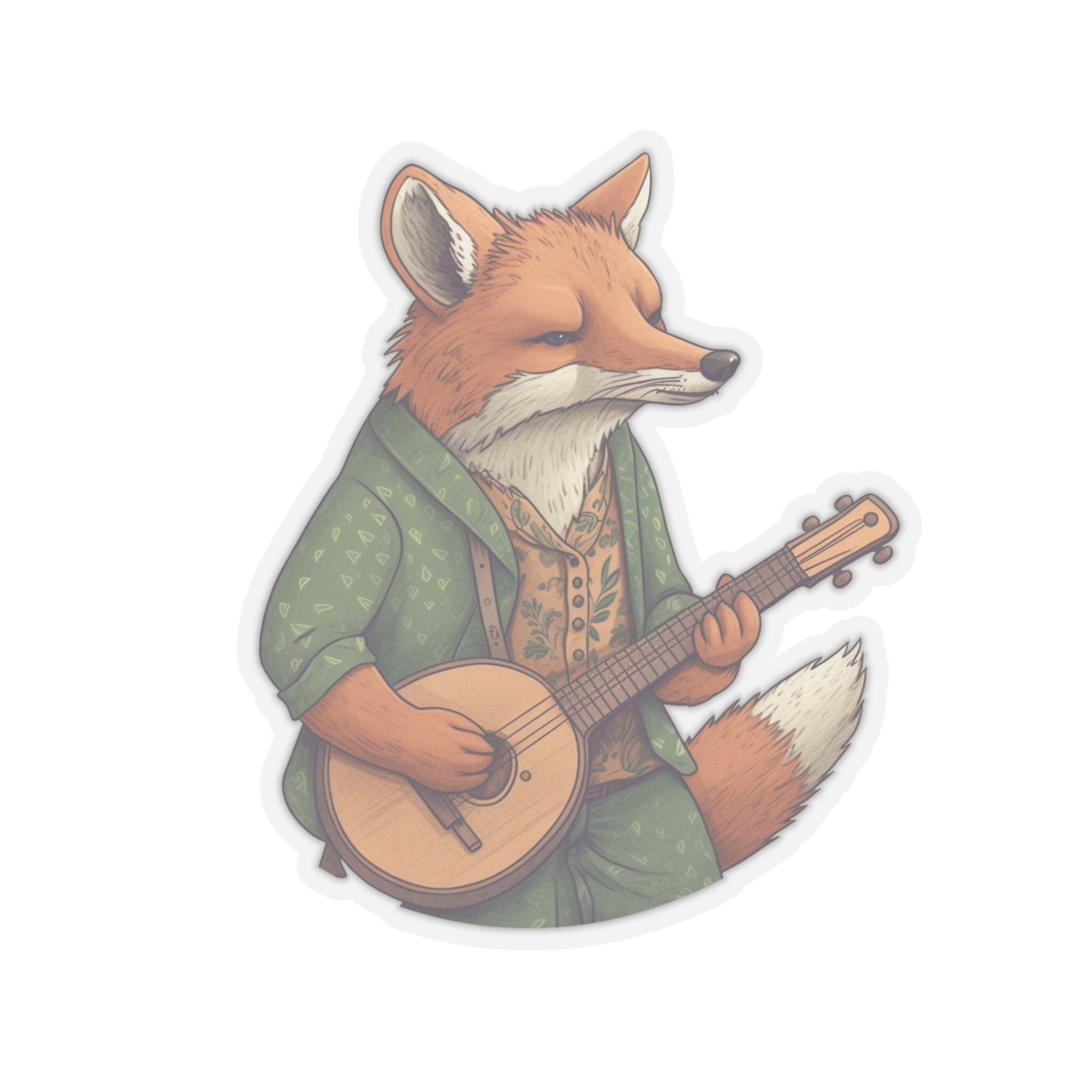Cartoon Fox Playing Banjo Sticker - Etsy