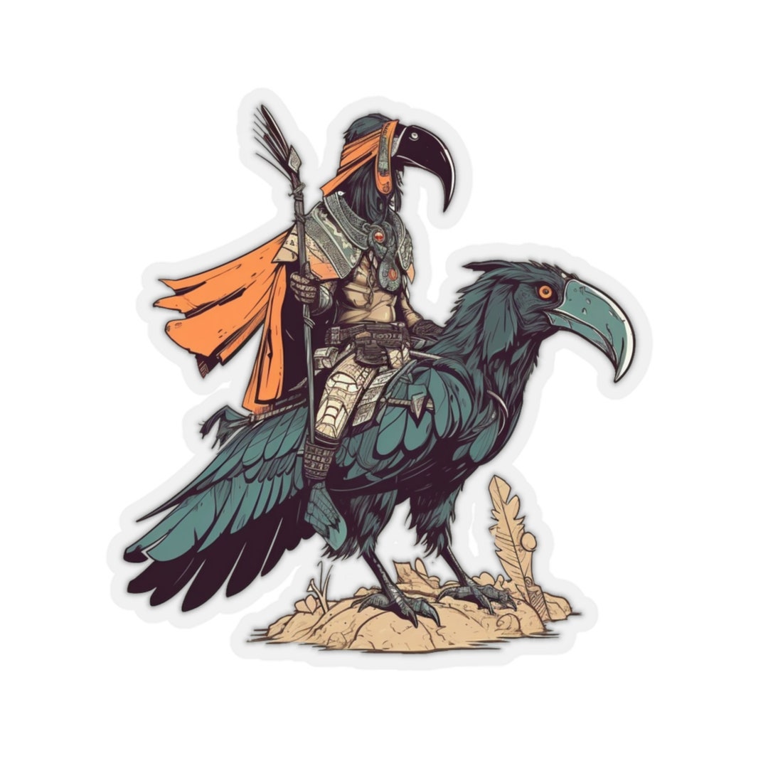 Warrior Riding Black Bird Sticker: Empowering and Dynamic Decal for ...