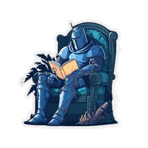 Blue Medieval Knight Reading Sticker - Unique Decal for Bookworms - Etsy
