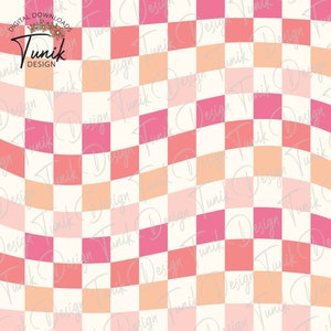 Retro Wavy Checkered Pattern PNG, Seamless Groovy Retro Pattern, JPEG, Digital Paper, Printable ...