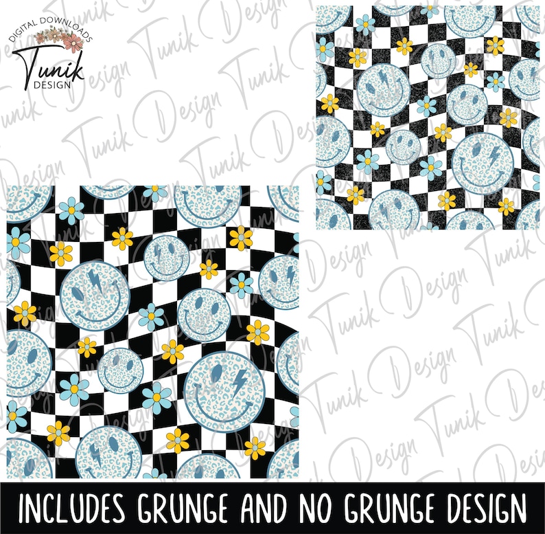 Retro Smiley Face Pattern PNG Blue JPEG Digital Paper - Etsy