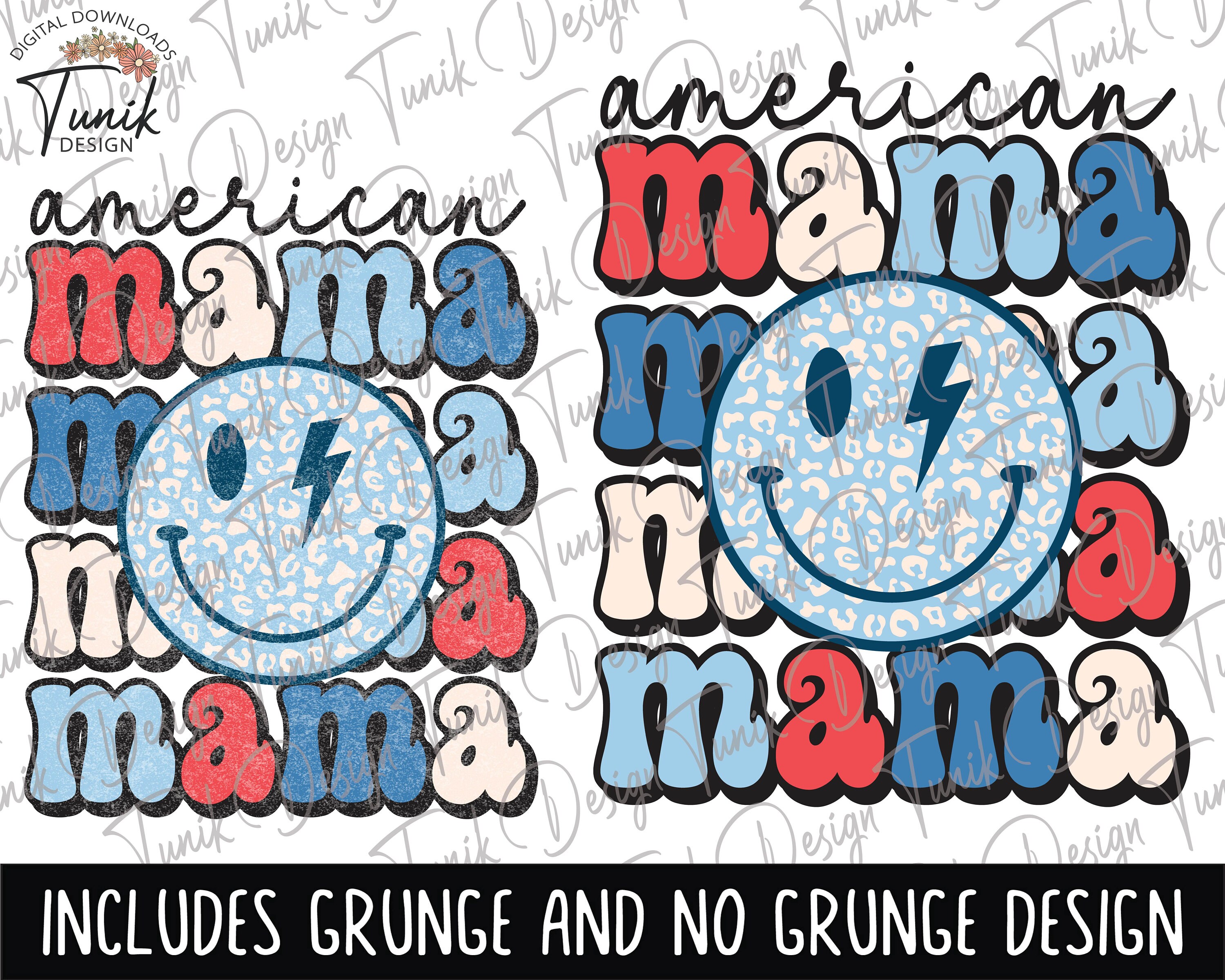 4th of July Png American Mama PNG USA Smiley Face Png Retro - Etsy