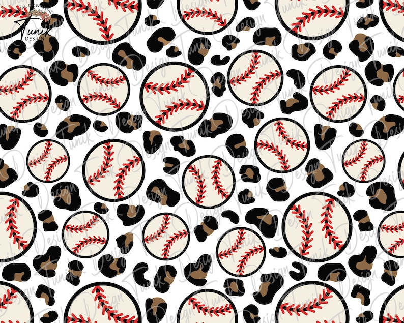 Seamless Baseball Leopard Pattern PNG JPEG Digital Paper - Etsy