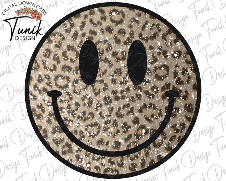 Retro Smiley Face PNG Leopard Smiley Face Sublimation Png - Etsy