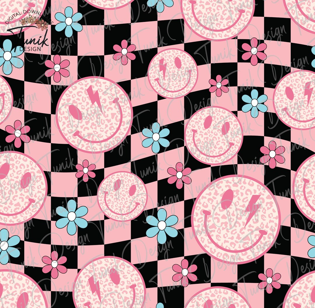 Retro Smiley Face Pattern PNG, Bolt, JPEG, Digital Paper, Printable ...