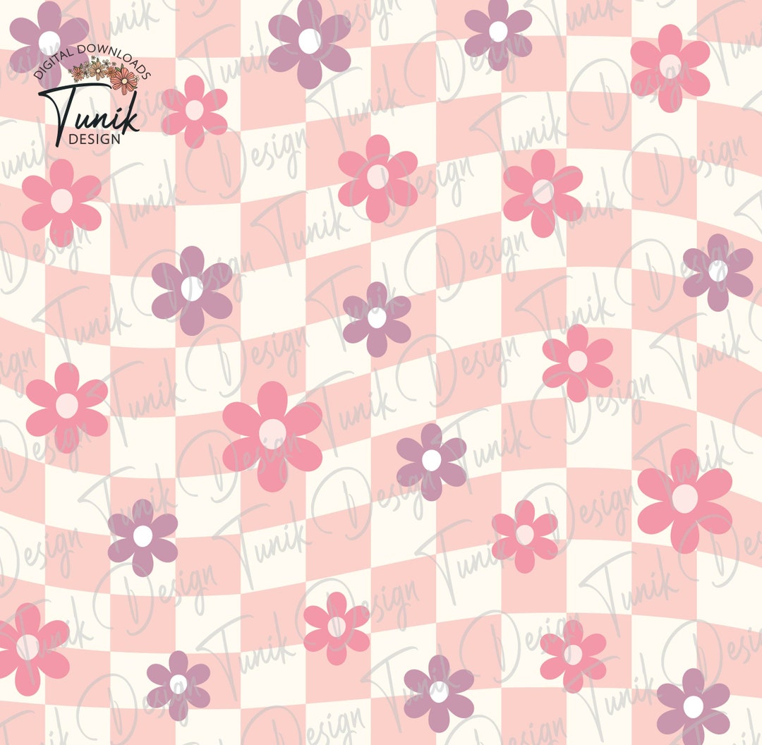 Retro Daisy Pattern PNG, Wavy Checkered Seamless Groovy Pattern, JPEG ...