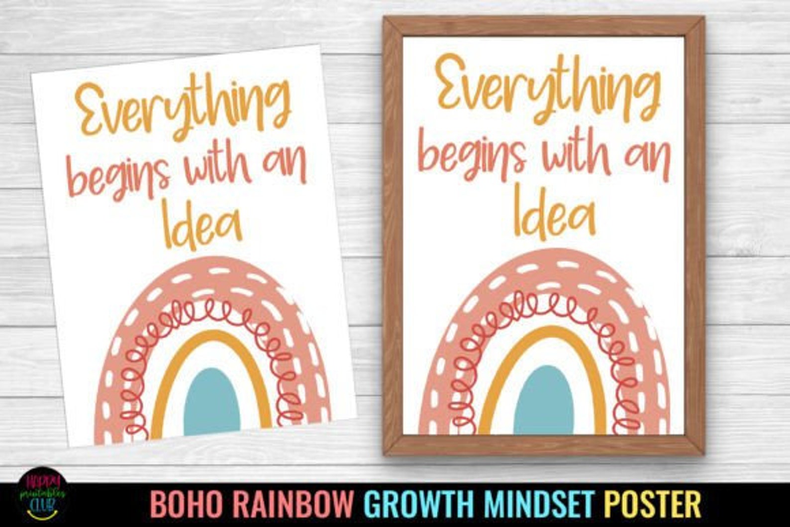Boho Rainbow Growth Mindset Posters Bundle I Bulletin Board Posters I ...