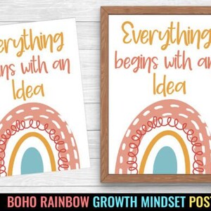 Boho Rainbow Growth Mindset Posters Bundle I Bulletin Board Posters I ...
