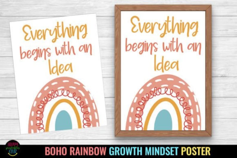 Boho Rainbow Growth Mindset Posters Bundle I Bulletin Board Posters I ...