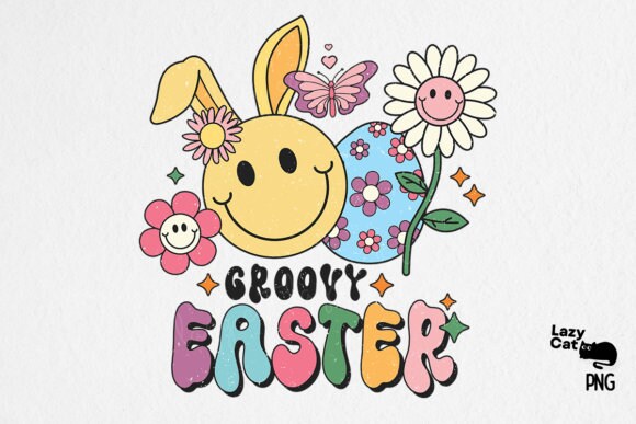 Retro Groovy Easter PNG Sublimation - Etsy
