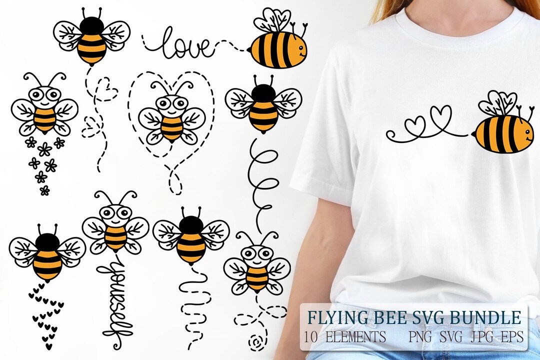 Flying Bee SVG Bundle , Cute Bees Clipart ,insects Designs - Etsy