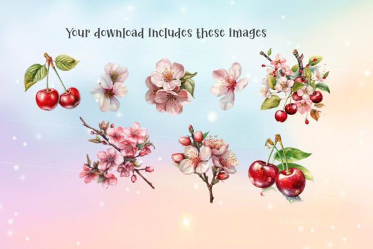 Cherry Blossom Watercolor Clipart - Etsy