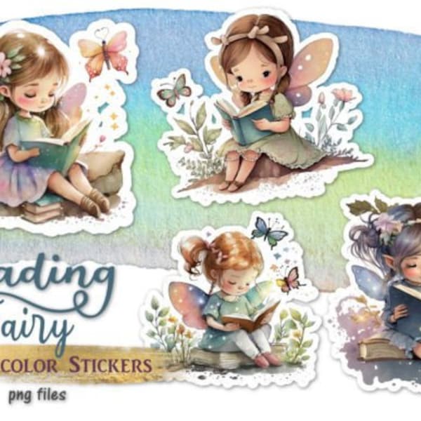 Reading Fairy Stickers - Etsy