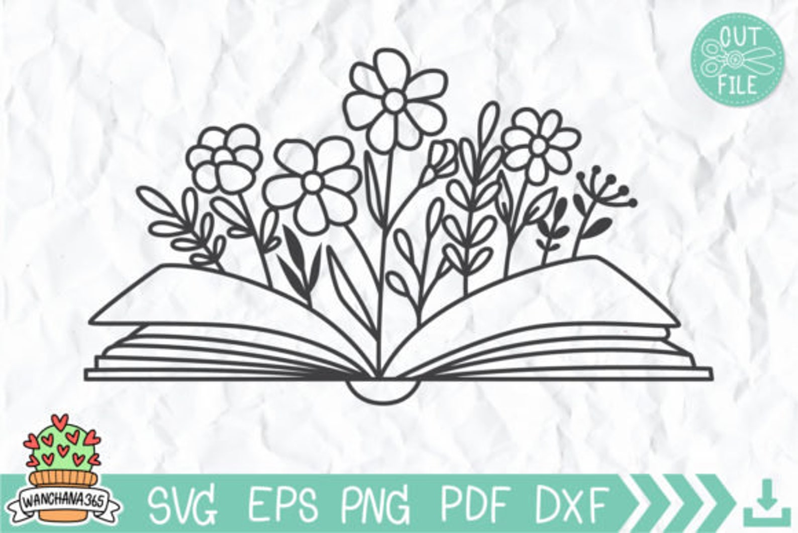 Book With Flowers Svg/book Lover Craft Supply - Etsy