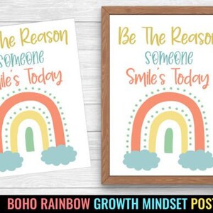 Boho Rainbow Growth Mindset Posters Bundle I Bulletin Board Posters I ...