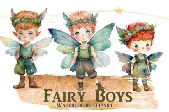 Fairy Boys Watercolor Fairy Clipart - Etsy