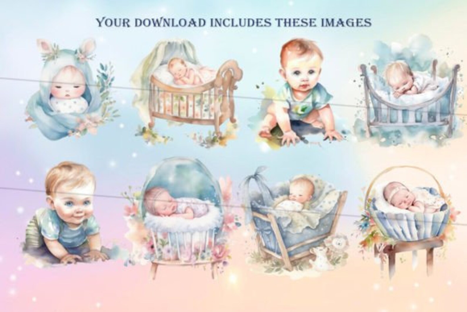 Cute Babies Watercolor Clipart Bundle - Etsy