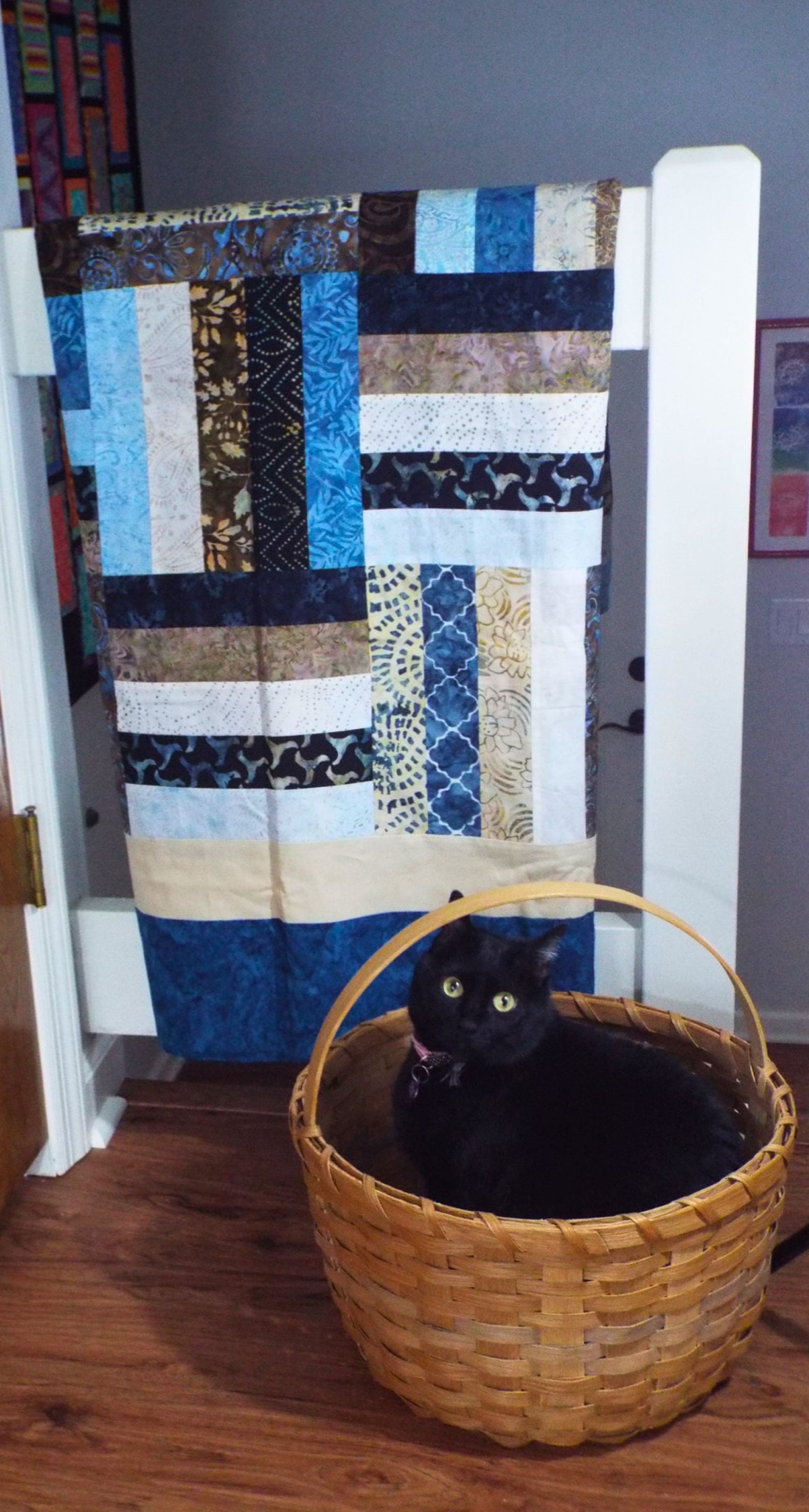 Queen Sized Batik Quilt in Blue, Tan, Brown, and Cream - Colors of the ...