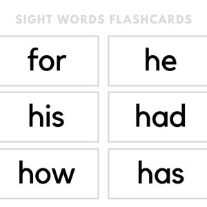 100 Printable Fry's First Hundred Sight Word Flashcards, Kindergarten ...