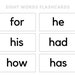 100 Printable Fry's First Hundred Sight Word Flashcards, Kindergarten ...