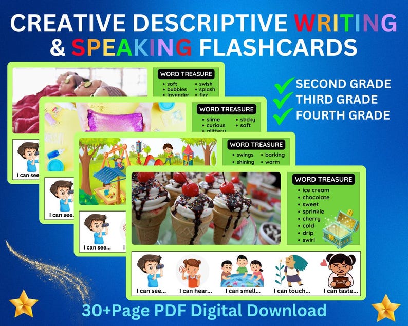 5 Senses Writing Prompts, Kids Educational Activity (PDF) - Etsy