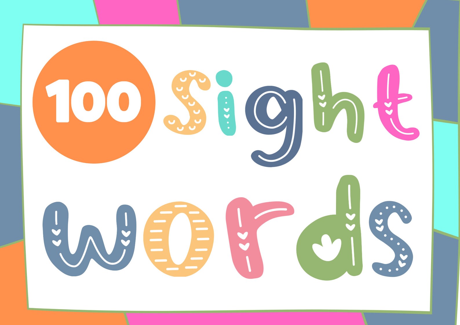 100 Printable Fry's First Hundred Sight Word Flashcards, Kindergarten ...