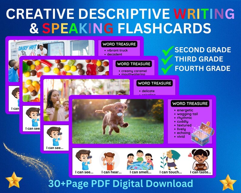 5 Senses Writing Prompts, Kids Educational Activity (PDF) - Etsy