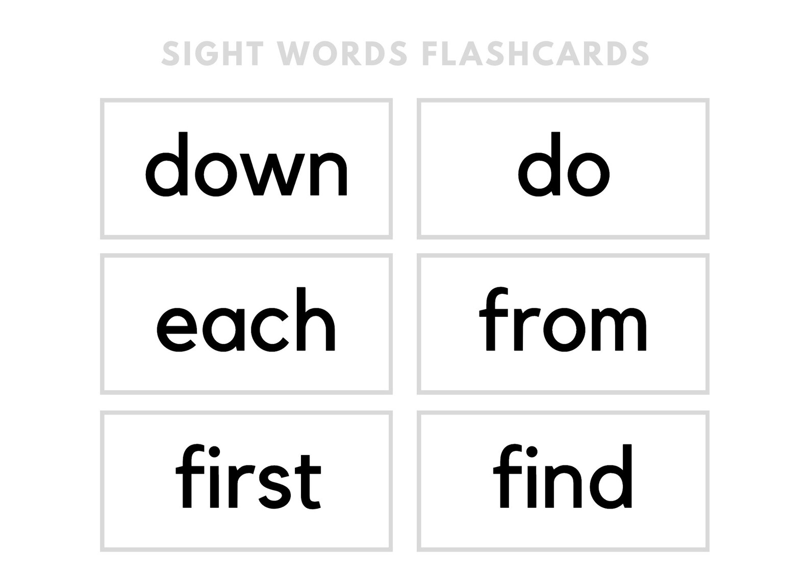 100 Printable Fry's First Hundred Sight Word Flashcards, Kindergarten ...