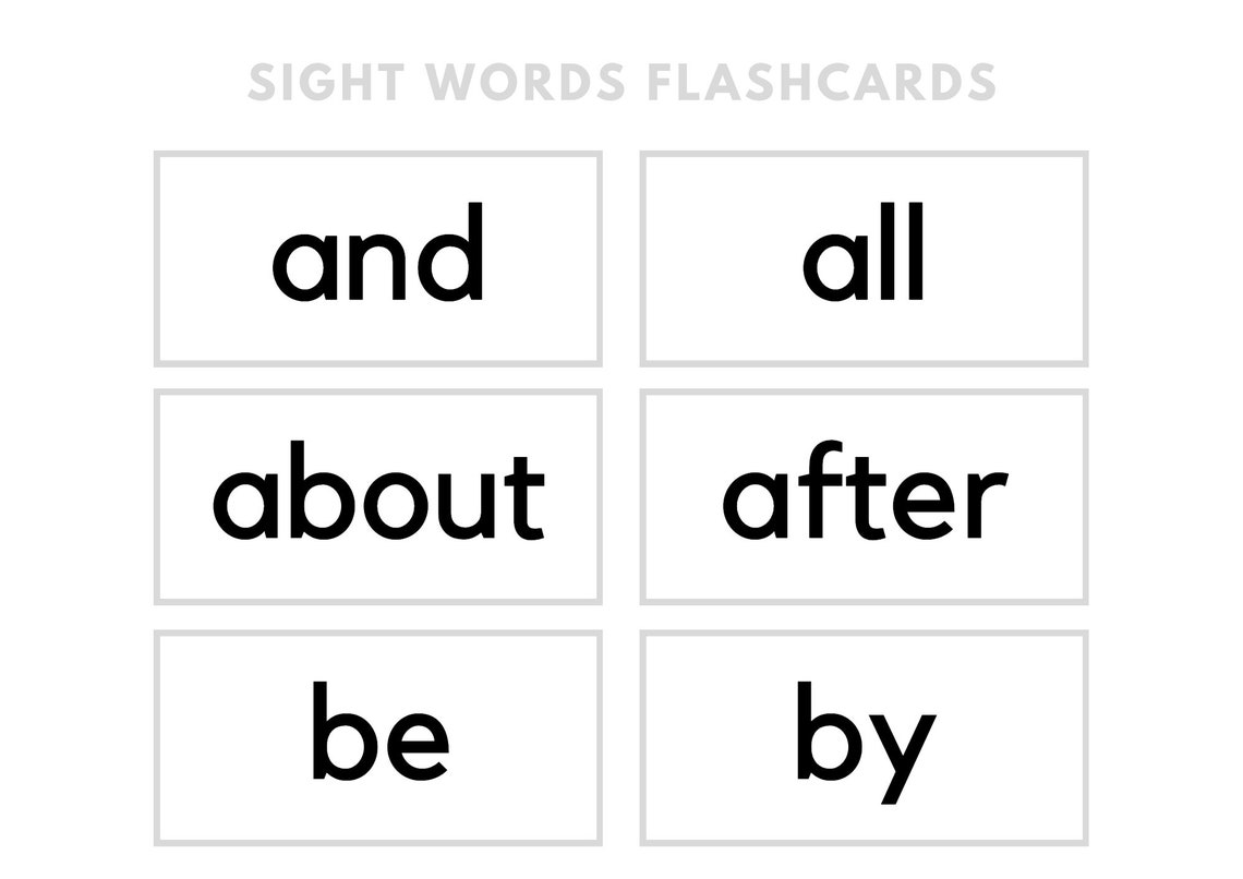 100 Printable Fry's First Hundred Sight Word Flashcards, Kindergarten ...