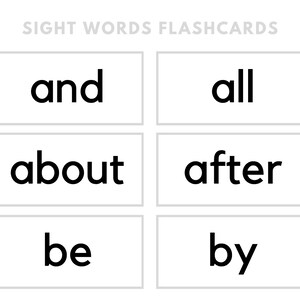100 Printable Fry's First Hundred Sight Word Flashcards, Kindergarten ...