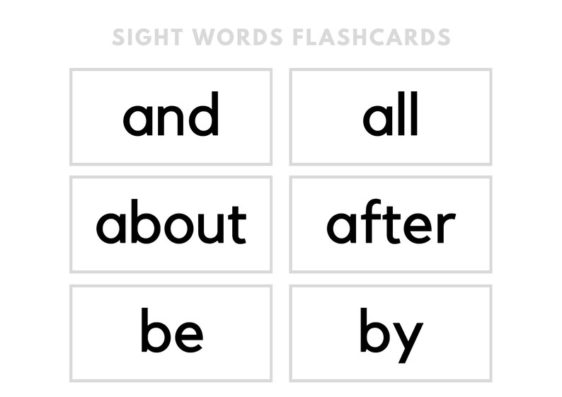 100 Printable Fry's First Hundred Sight Word Flashcards, Kindergarten ...