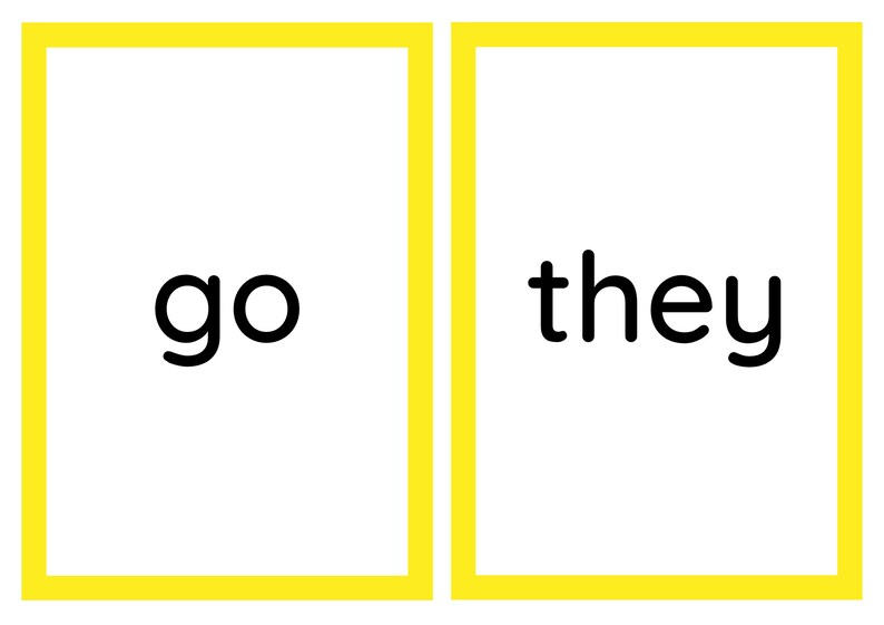 Colorful Illustrative Sight Word Flash Cards Printable PDF, Preschool ...