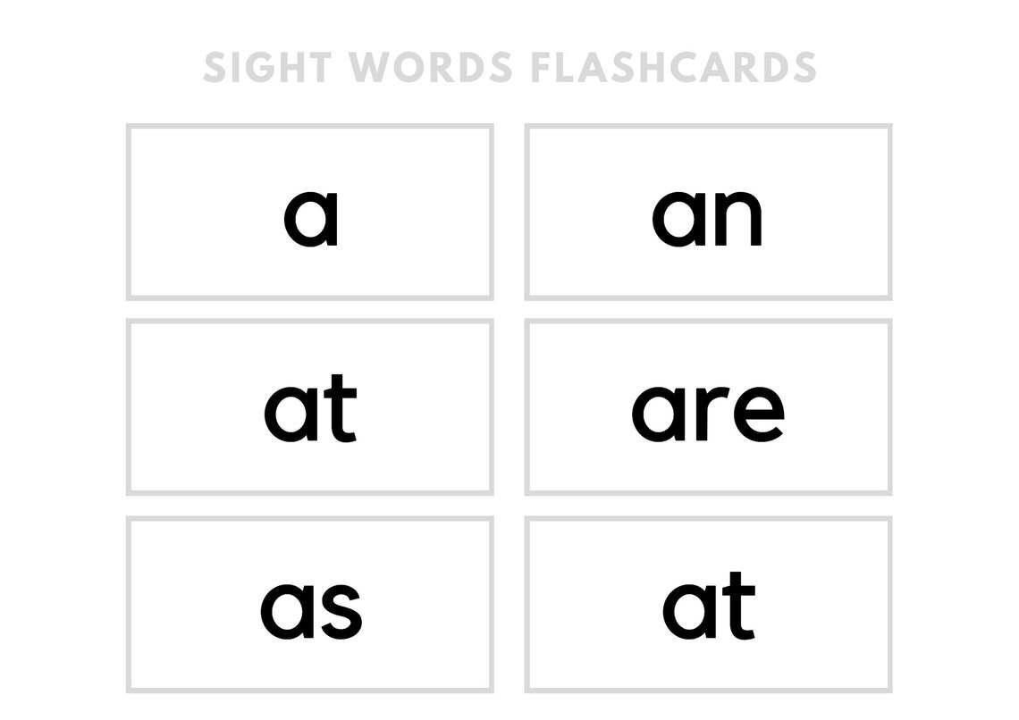 100 Printable Fry's First Hundred Sight Word Flashcards, Kindergarten ...