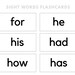 100 Printable Fry's First Hundred Sight Word Flashcards, Kindergarten ...