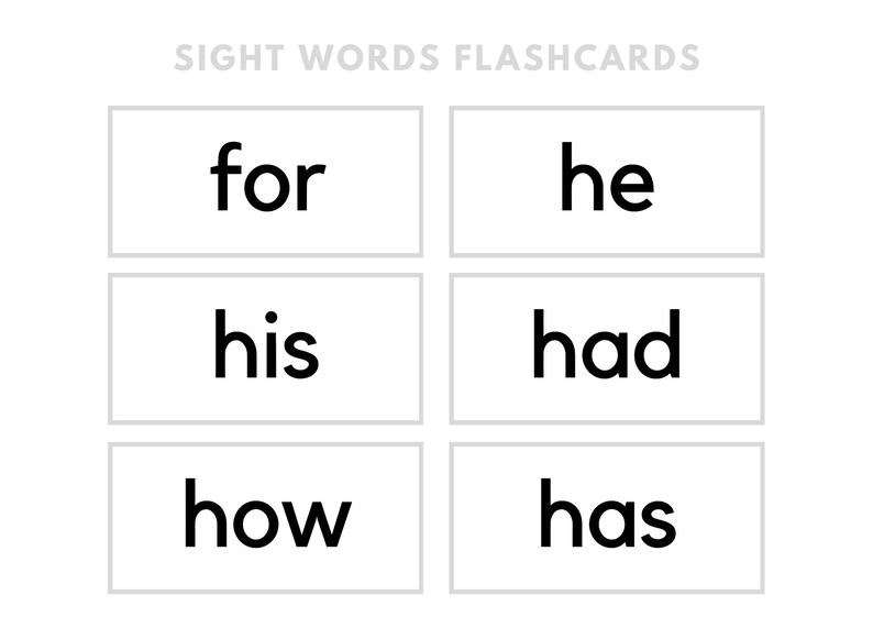 100 Printable Fry's First Hundred Sight Word Flashcards, Kindergarten ...