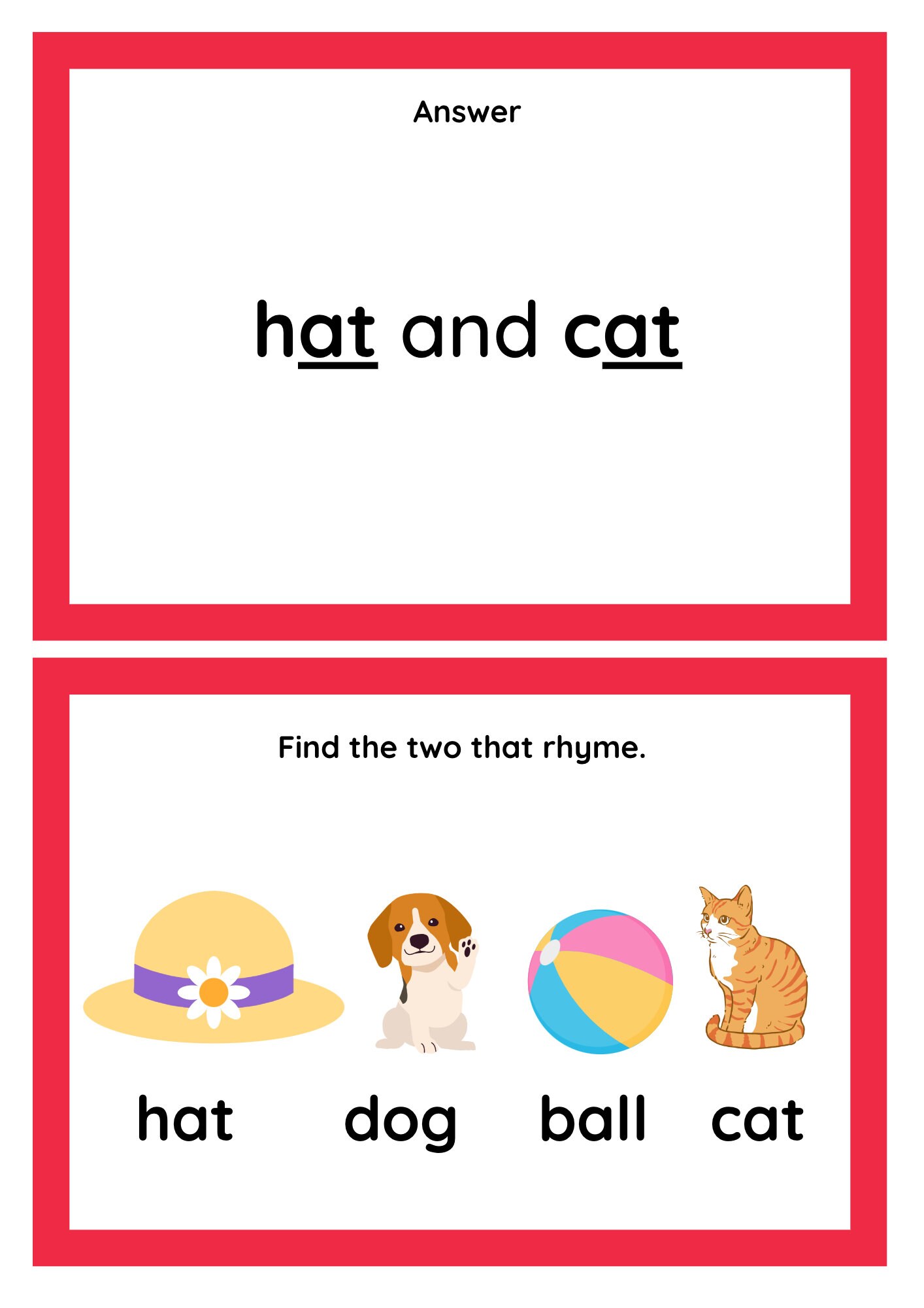 Colorful Illustrative Sight Word Flash Cards Printable PDF, Preschool ...