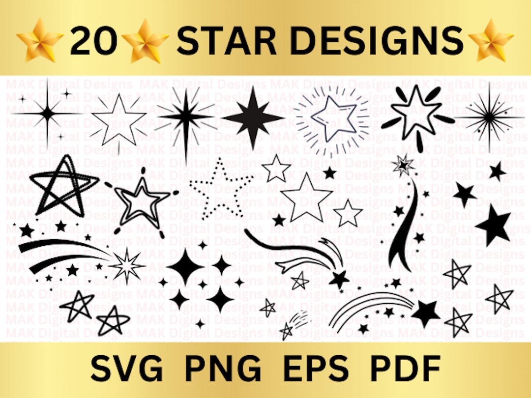 Star Svg Bundle, 20 Designs, Sparkling Stars Svg Png Eps Pdf, for ...