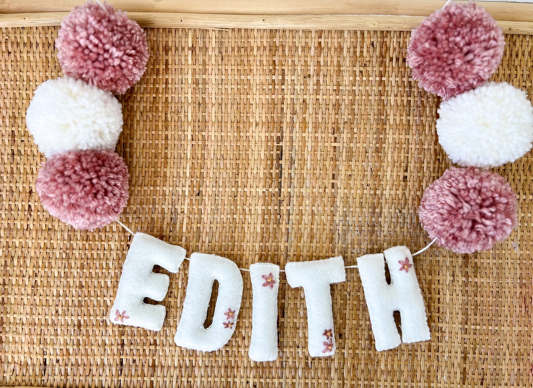 Felt Name Garland | Personalized Pom Pom Name Garland | Cozy Nursery ...